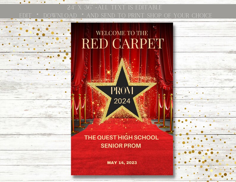 Red Carpet Welcome Sign, Poster, VIP Pass, Hollywood, Lights-camera ...
