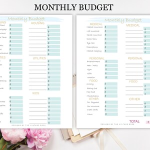 Monthly Budget, Monthly Payment Tracker, Yearly Bills at a Glance, Bill ...