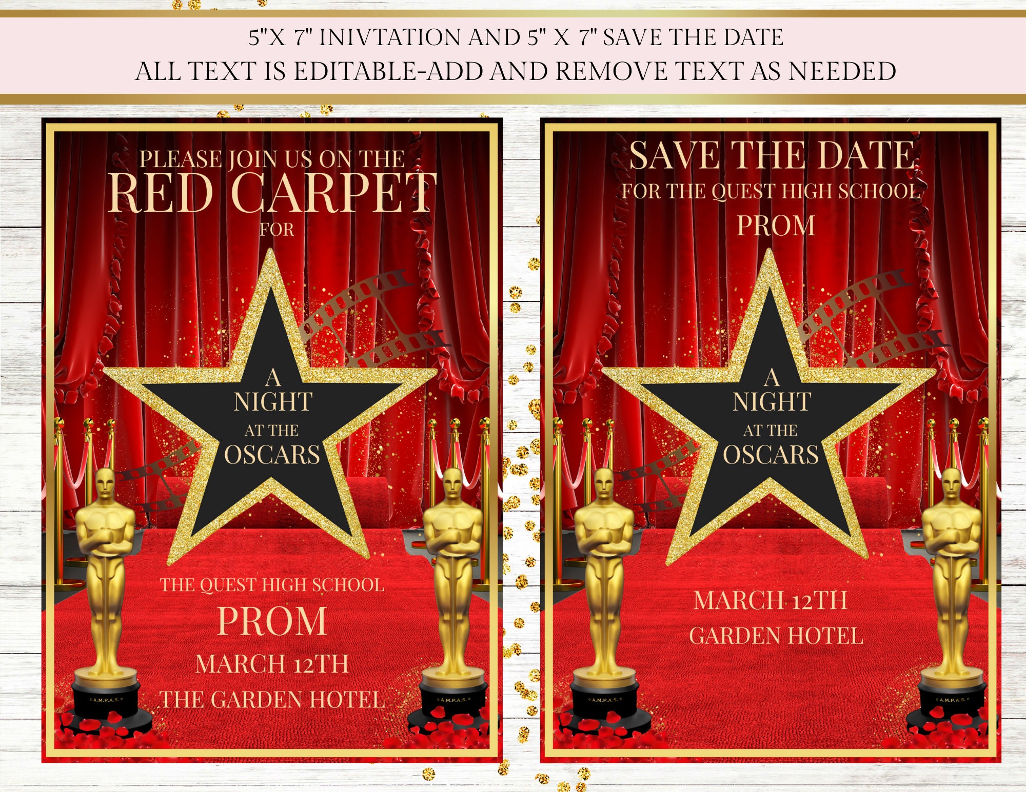 Red Carpet Party Package, Night at the Oscars, Invitation, Welcome Sign ...