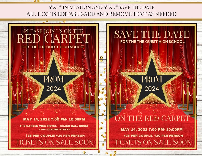 Red Carpet Party Package, , Invitation, Welcome Sign, Ticket, Favor ...