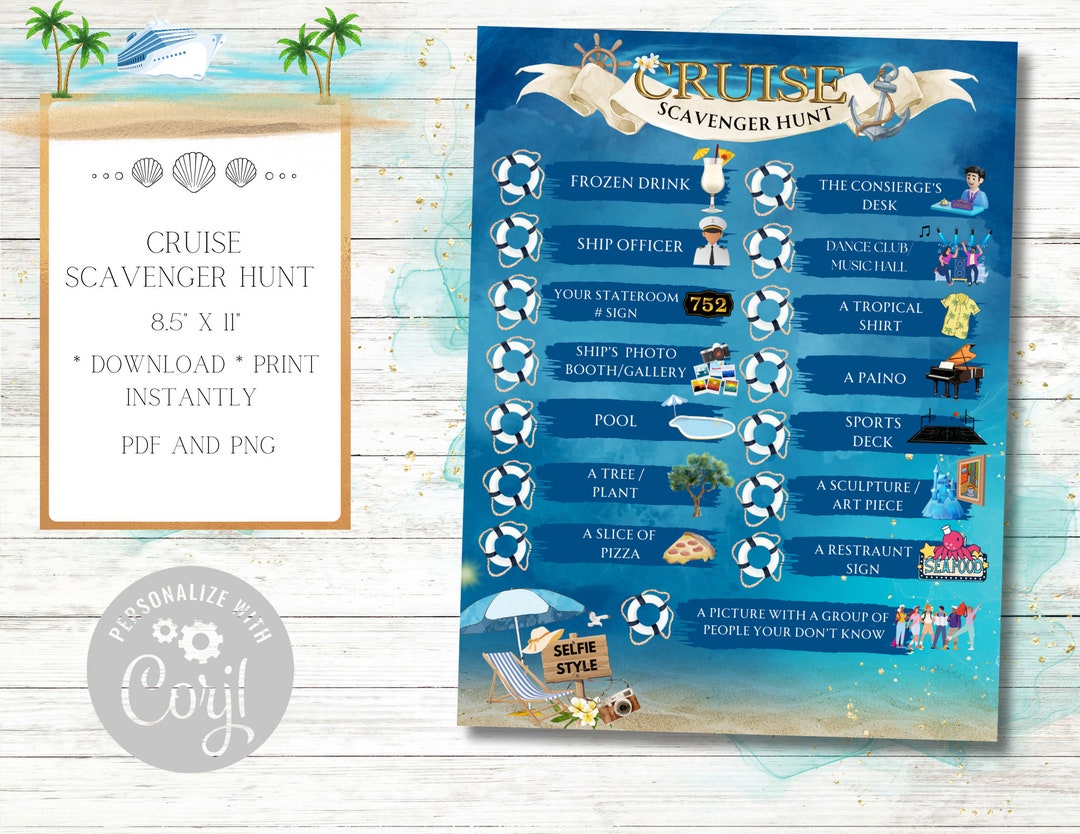 Cruise Scavenger Hunt, Cruise Games, Birthday, Reunion, Wedding, Family ...