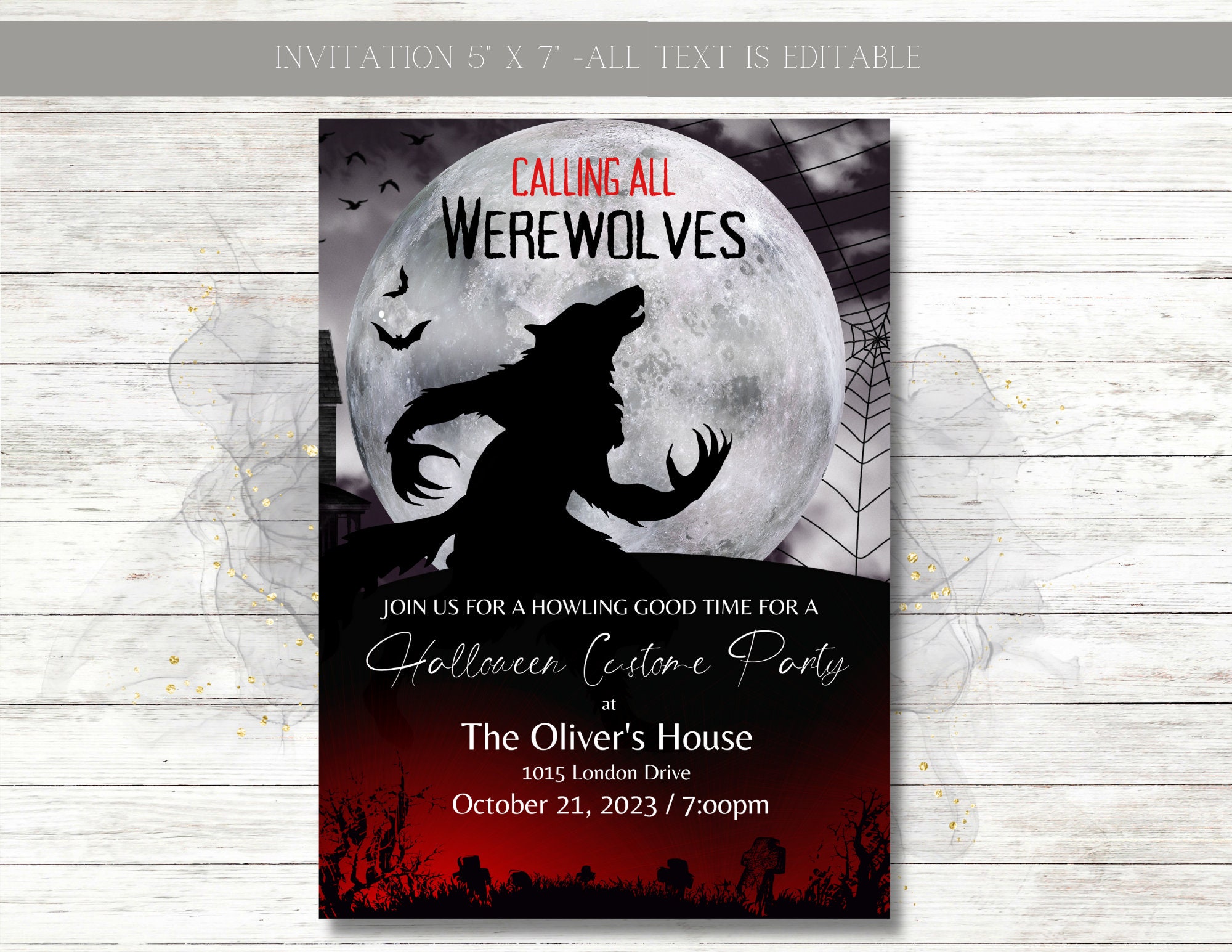 Werewolf Invitation, Calling All Werewolves, Halloween Invitation ...