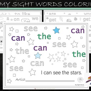 My Sight Words Coloring Activity, Kids Printables, Kids Learning ...