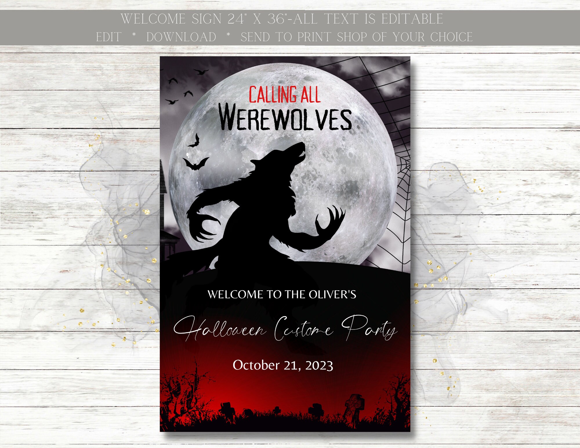 Werewolf Welcome Sign, Poster, Calling All Werewolves, Halloween ...