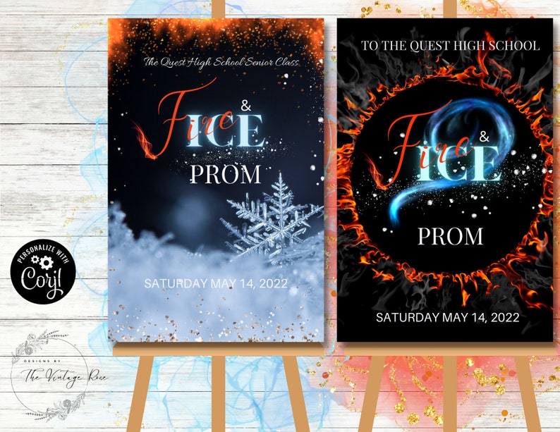 Fire and Ice Welcome Sign, Poster, School Dance, Prom, Homecoming, Ball ...