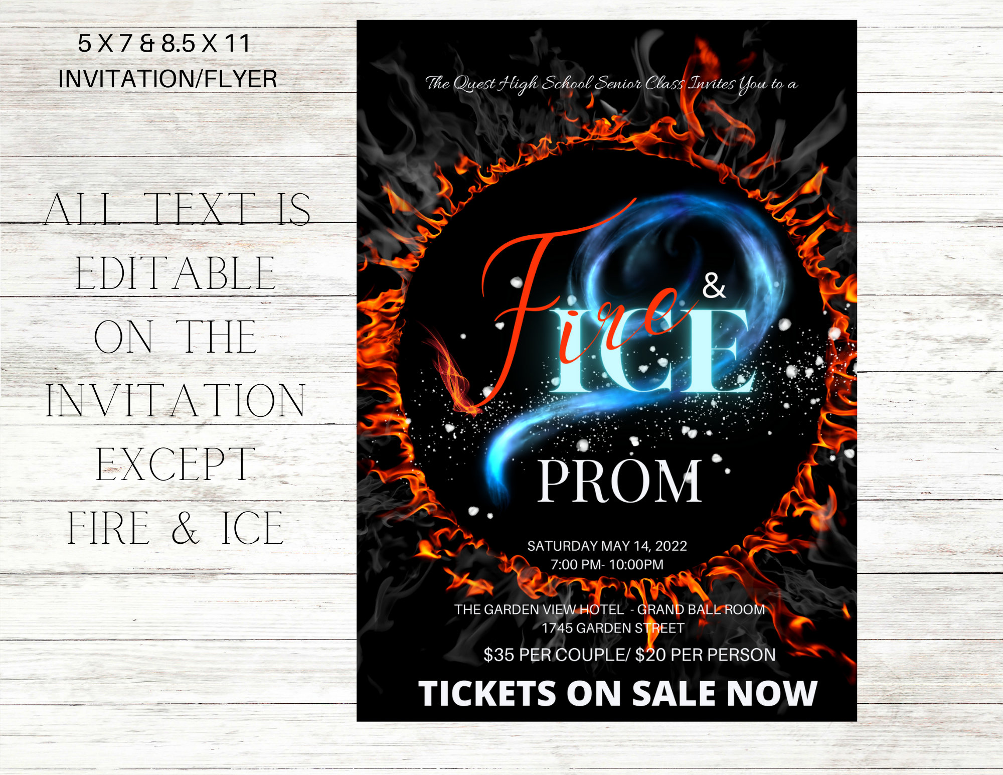 Fire & Ice Dance Set, Editable, Prom, School Dance, Invitation, Ticket ...