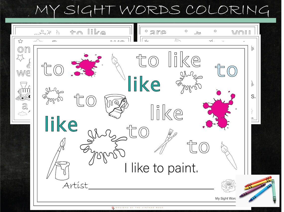 My Sight Words Coloring Activity Kids Printables Kids - Etsy