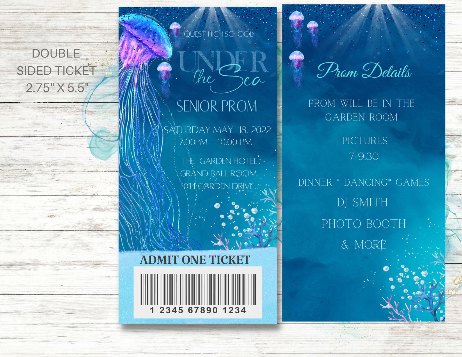 Under the Sea Invitation and Ticket Set, Editable, Flyer, Save the Date ...
