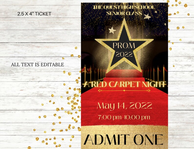 Red Carpet Party Package, Editable, Prom, School Dance, Invitation ...