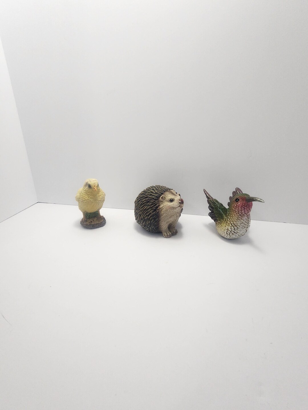 Ceramic Animal Figurines - Hedgehog - Baby Chick - Hummingbird - Birds ...