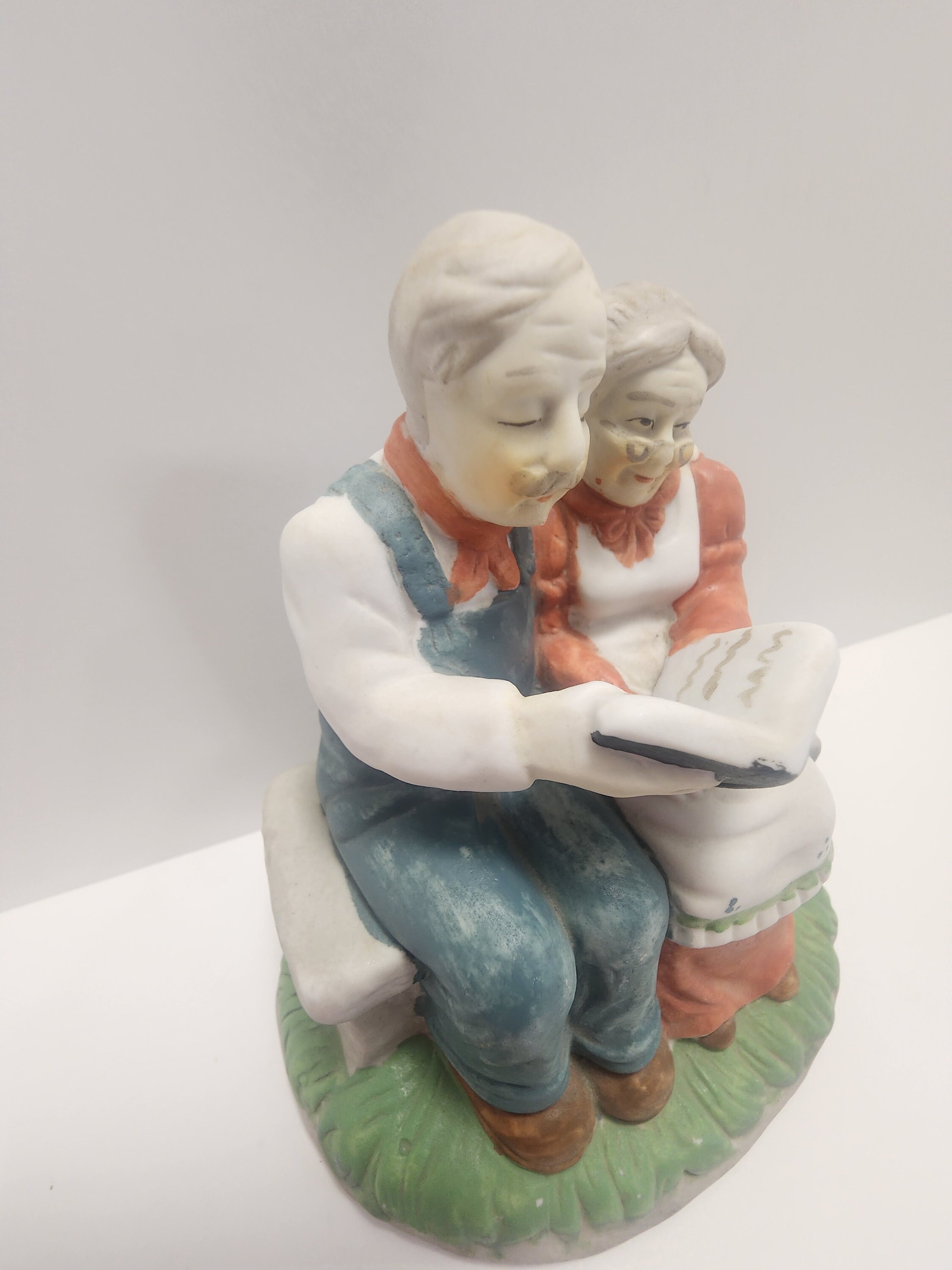 Bisque 1988 Statue Figure With Elderly Couple - Elderly - Couple ...