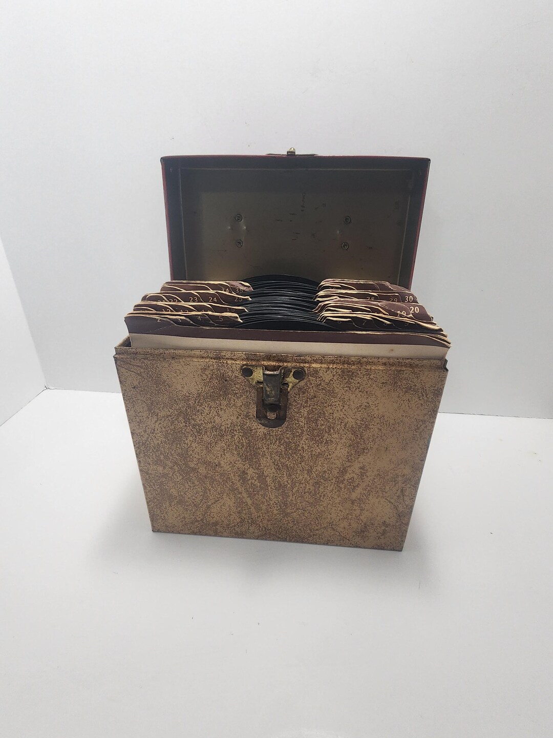 Lot of 45 Vinyl Records With Metal Vintage Storage Case - Vinyl - Vinyl ...