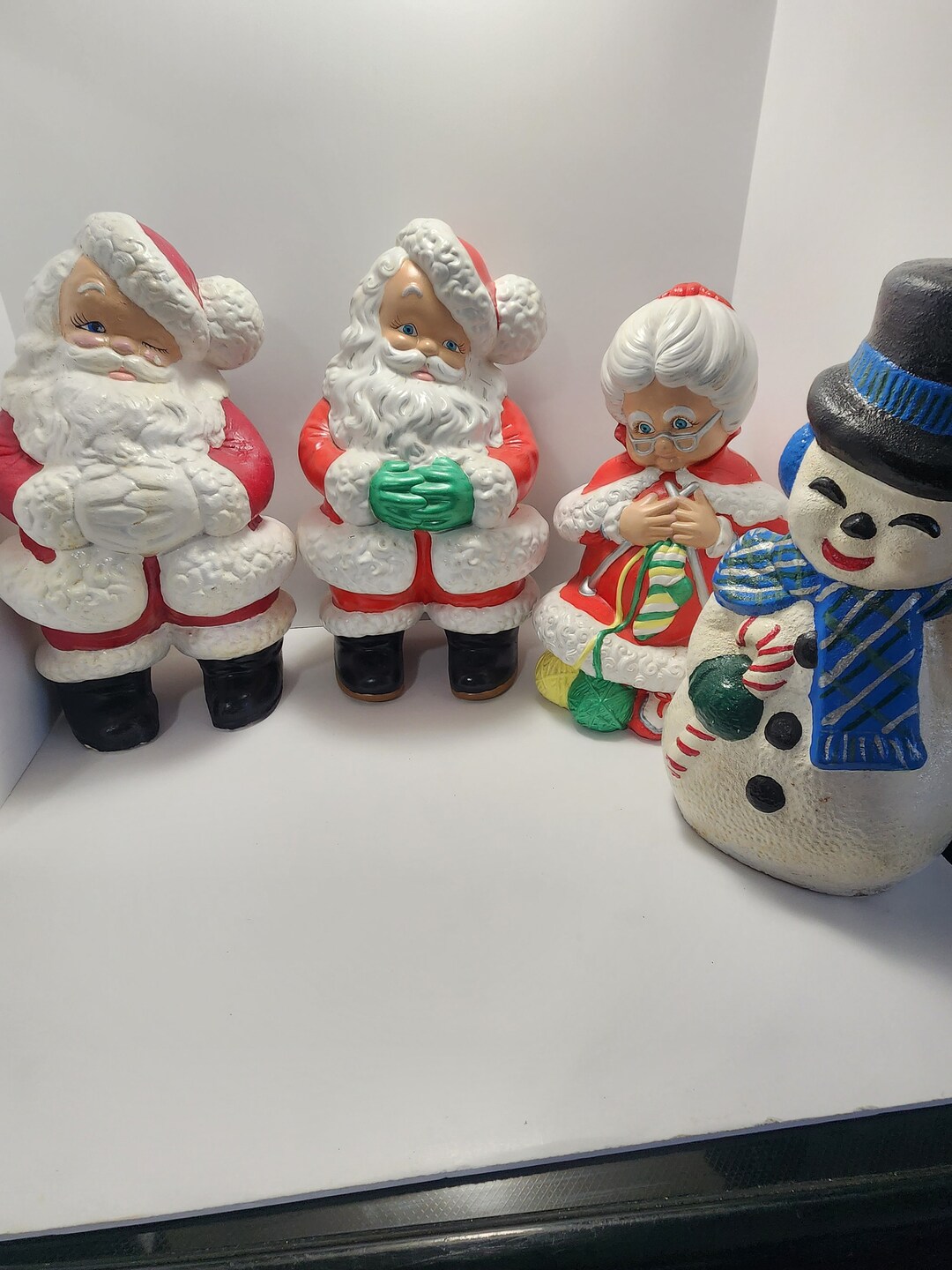 Vintage Ceramic Santa Decor Statue Bisque Handpainted Figure Santa ...