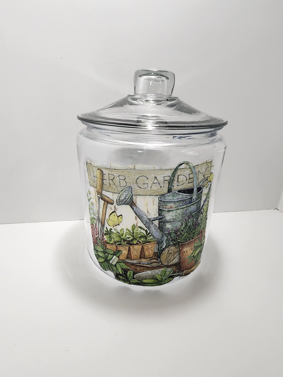 Herb Garden Big Glass Jar - Gardens - Herbs - Gift for Gardener - Glass ...