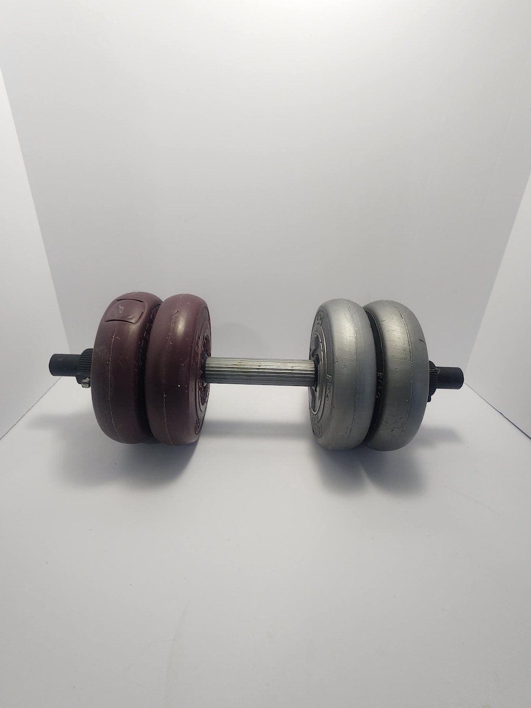Dumbell Curl Bar With 4 4.4lb Weights - Vintage Weights - Workout ...