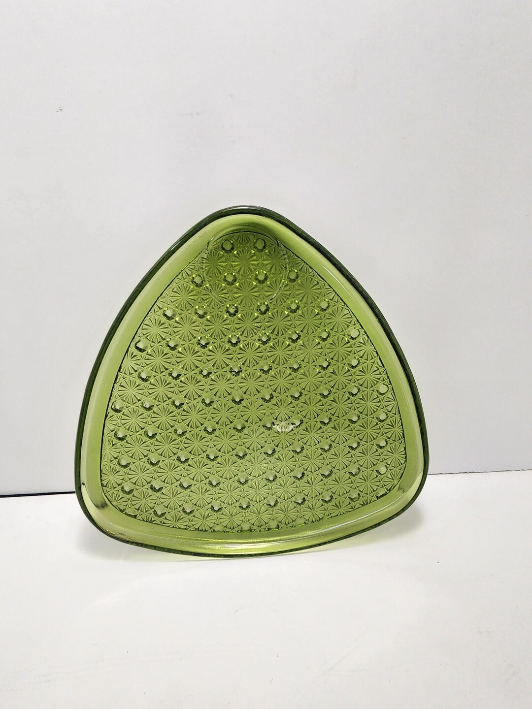 Indiana Glass Triangular Green Glass Snack Tray - Indiana Glass ...