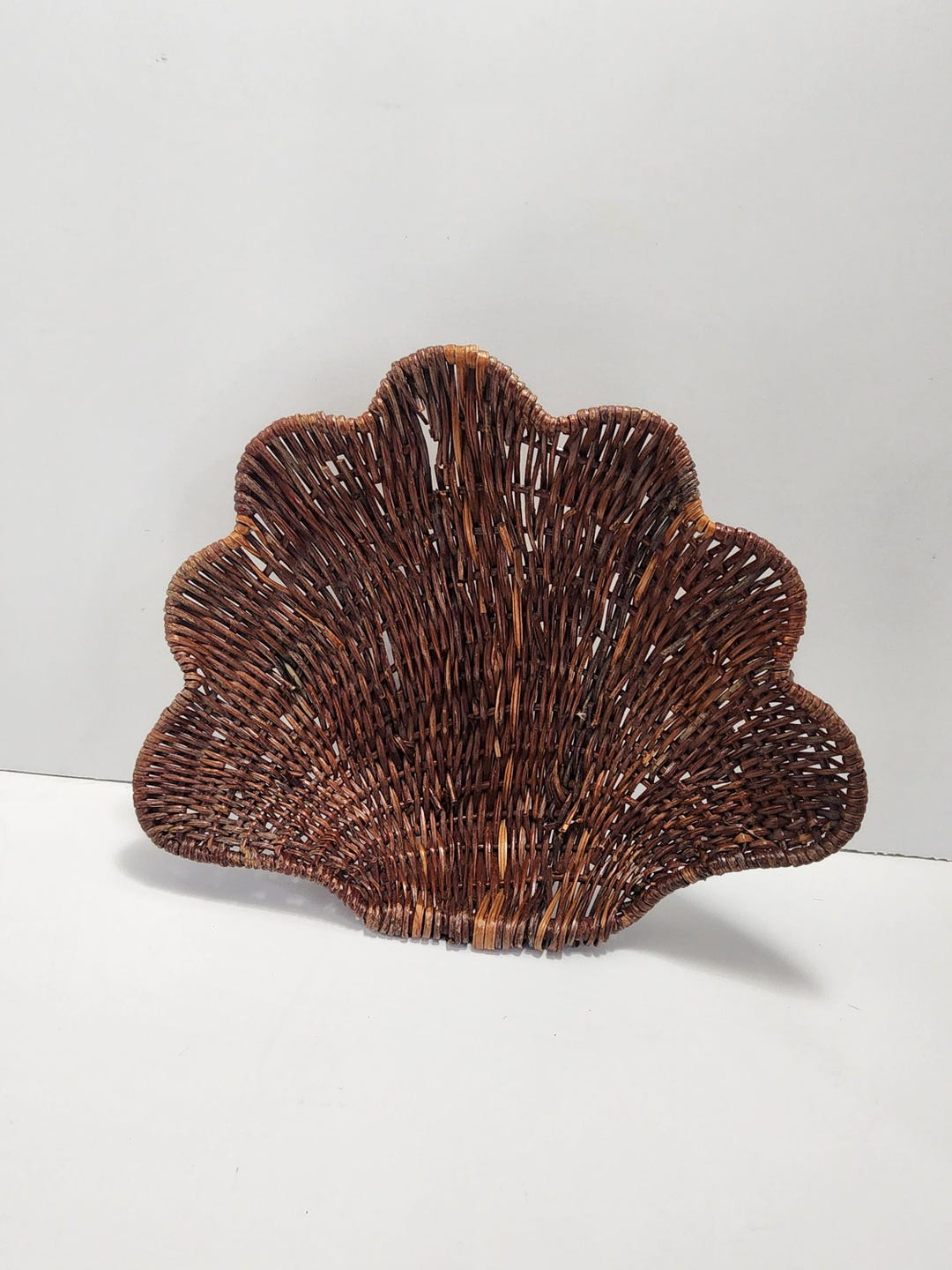 Brown Wicker Shell Shaped Basket - Baskets - Wicker Basket - Beach ...