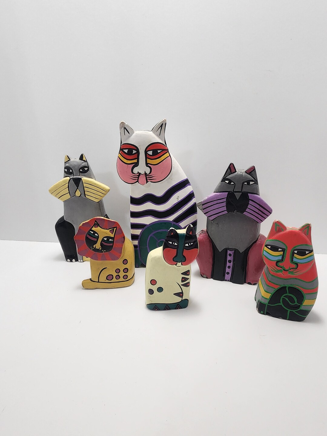 Hand Carved and Painted Cat Figurines - Cats - Cat Figures ...