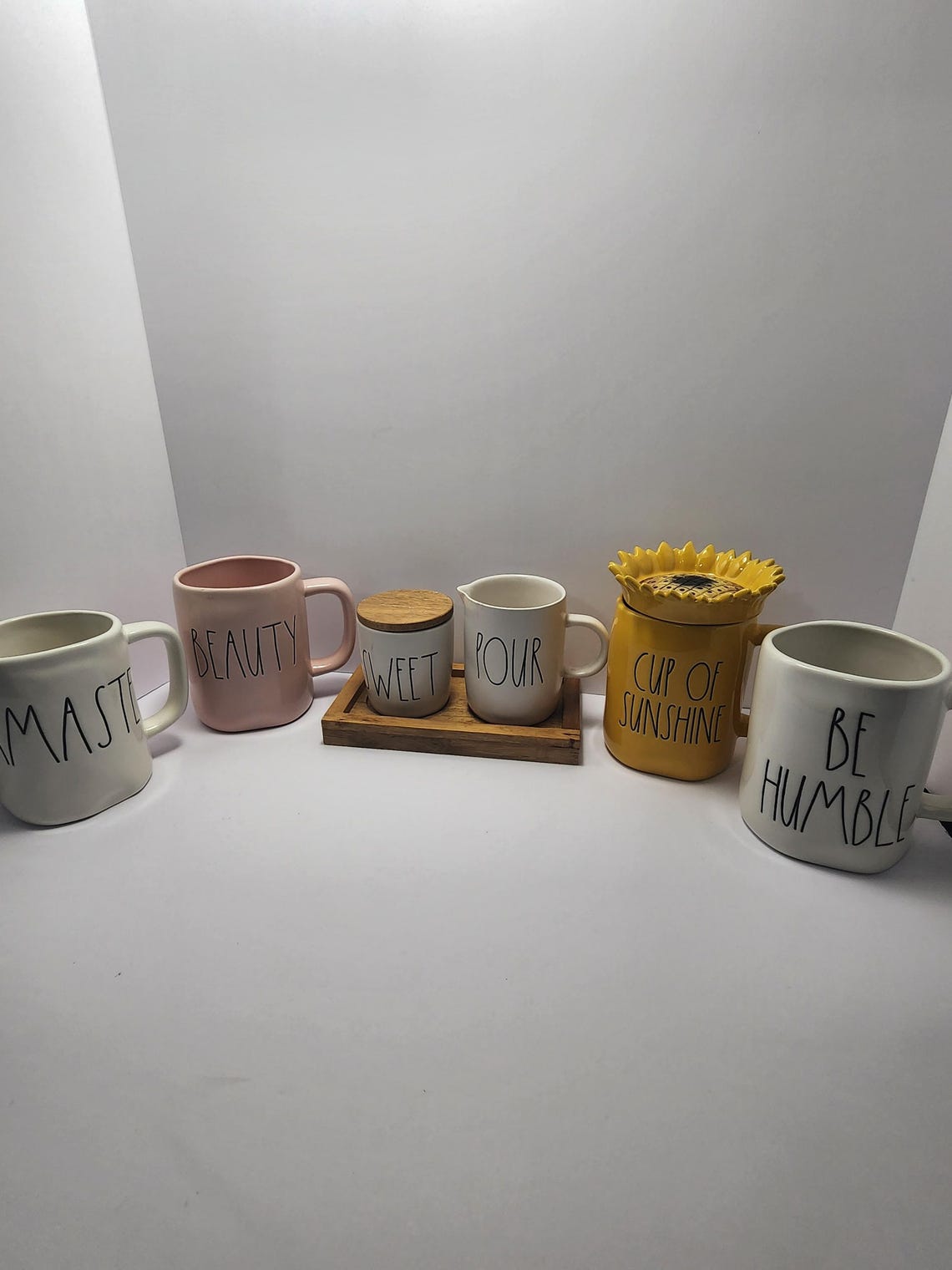 Rae Dunn Pottery Coffee Mugs - Positive Vibes - Sunflowers - Sunshine ...