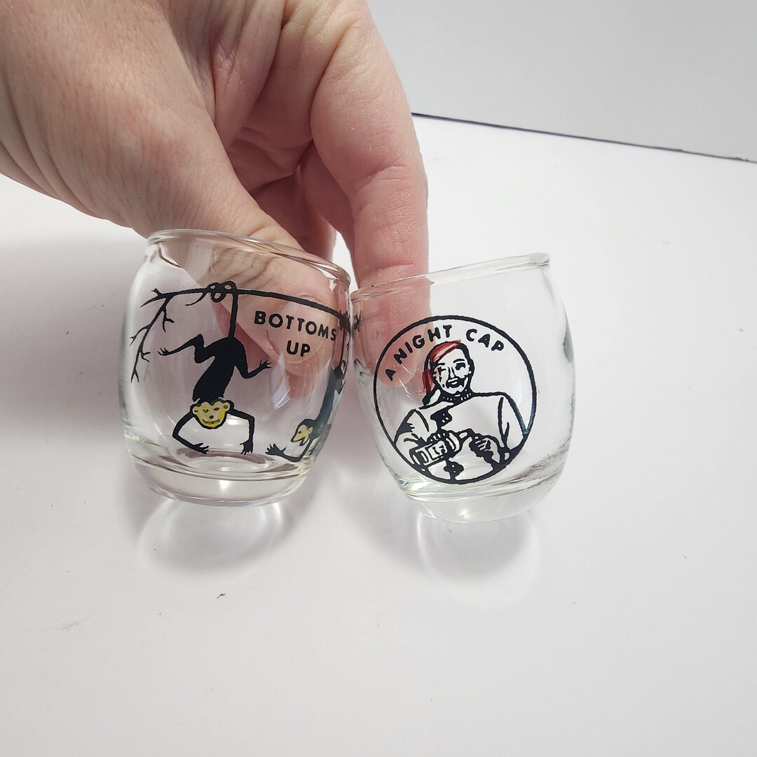 Vintage 2000s Monkeys Bottoms up & Nightcap Shot Glasses LOT of 2 ...