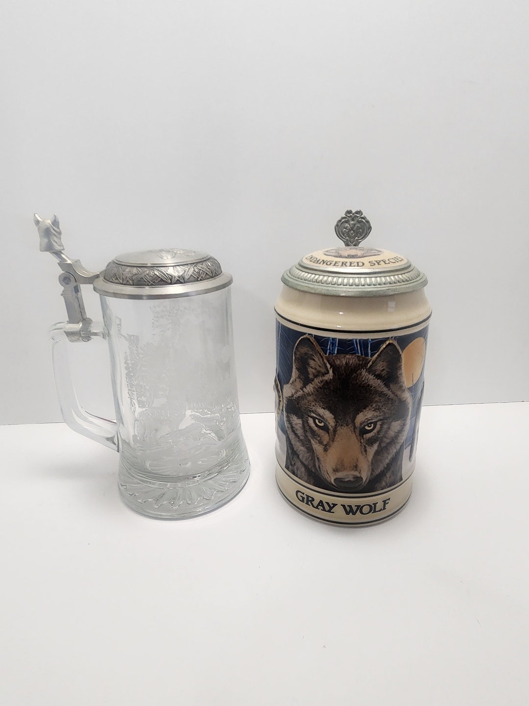 Wolf Beer Steins - Budweiser Beer Stein - Etched German Beer Stein With ...