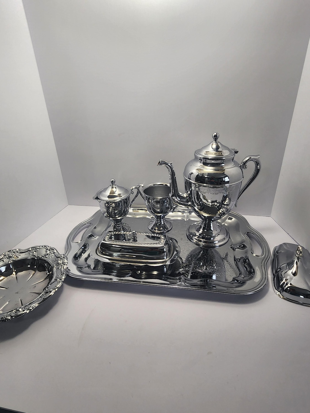 Irvinware 1970s Silver Vintage Platter Setving Tray Set - Silverware ...