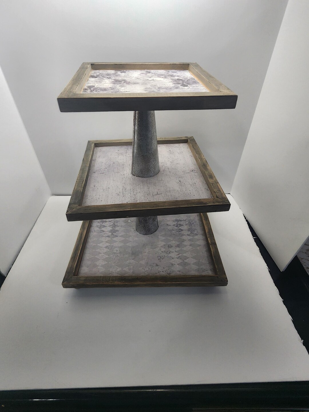 3 Tiered Rustic Wood Display Stand - Stands - Rustic - Tiered - Tiered ...