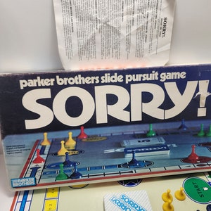Sorry 1972 Parker Brothers Vintage Board Game Sorry Sorry - Etsy