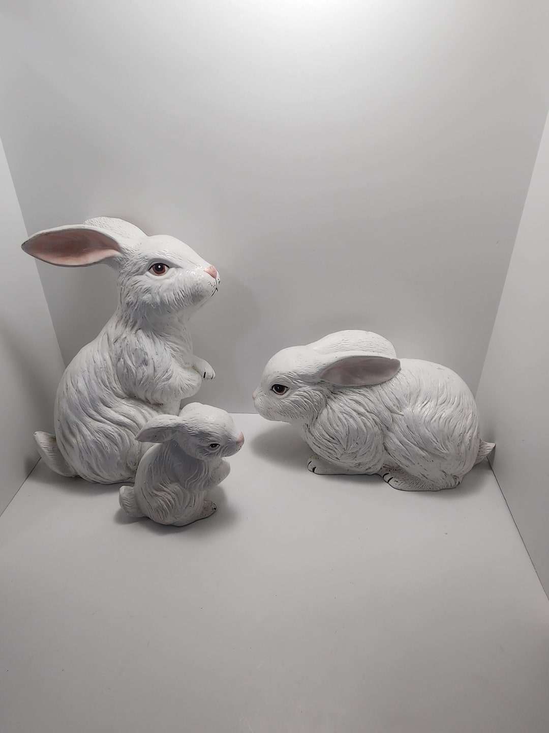 Porcelain Vintage Rabbit Family Figurines Rabbits Bunnies Family ...