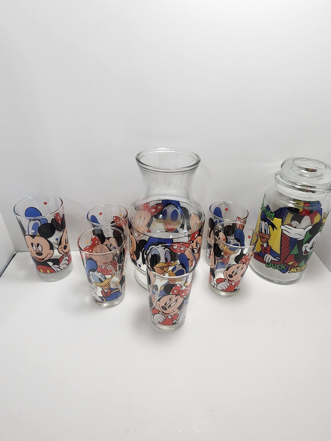Disney Micky and Minnie Mouse Pitcher Set of Glasses - Anchor Hocking ...