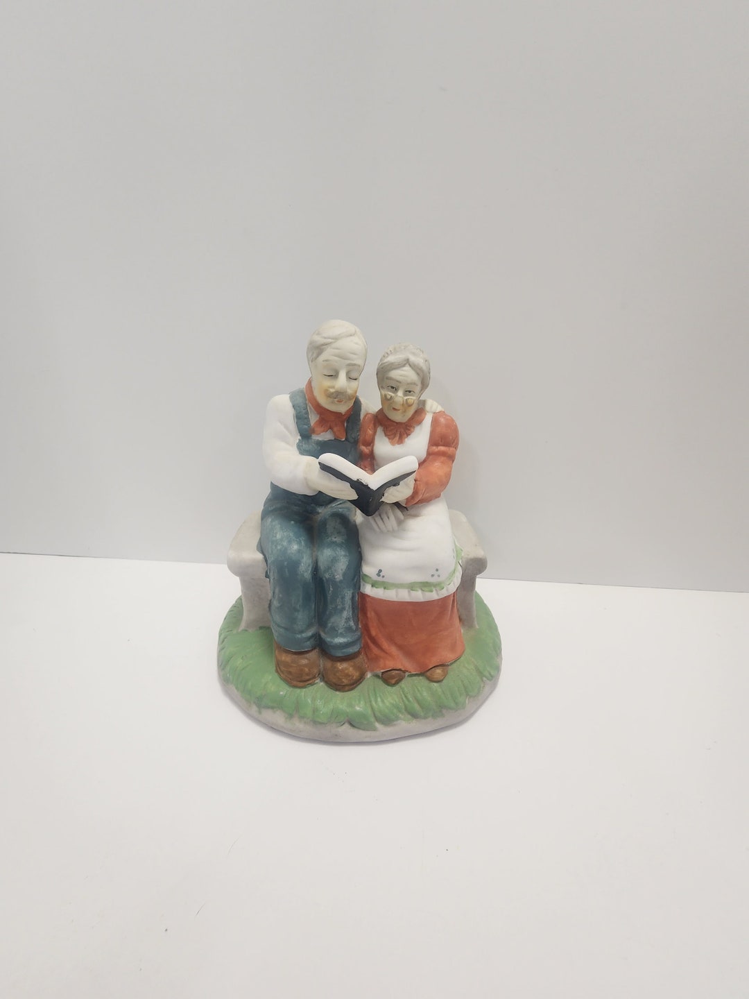 Bisque 1988 Statue Figure With Elderly Couple - Elderly - Couple ...