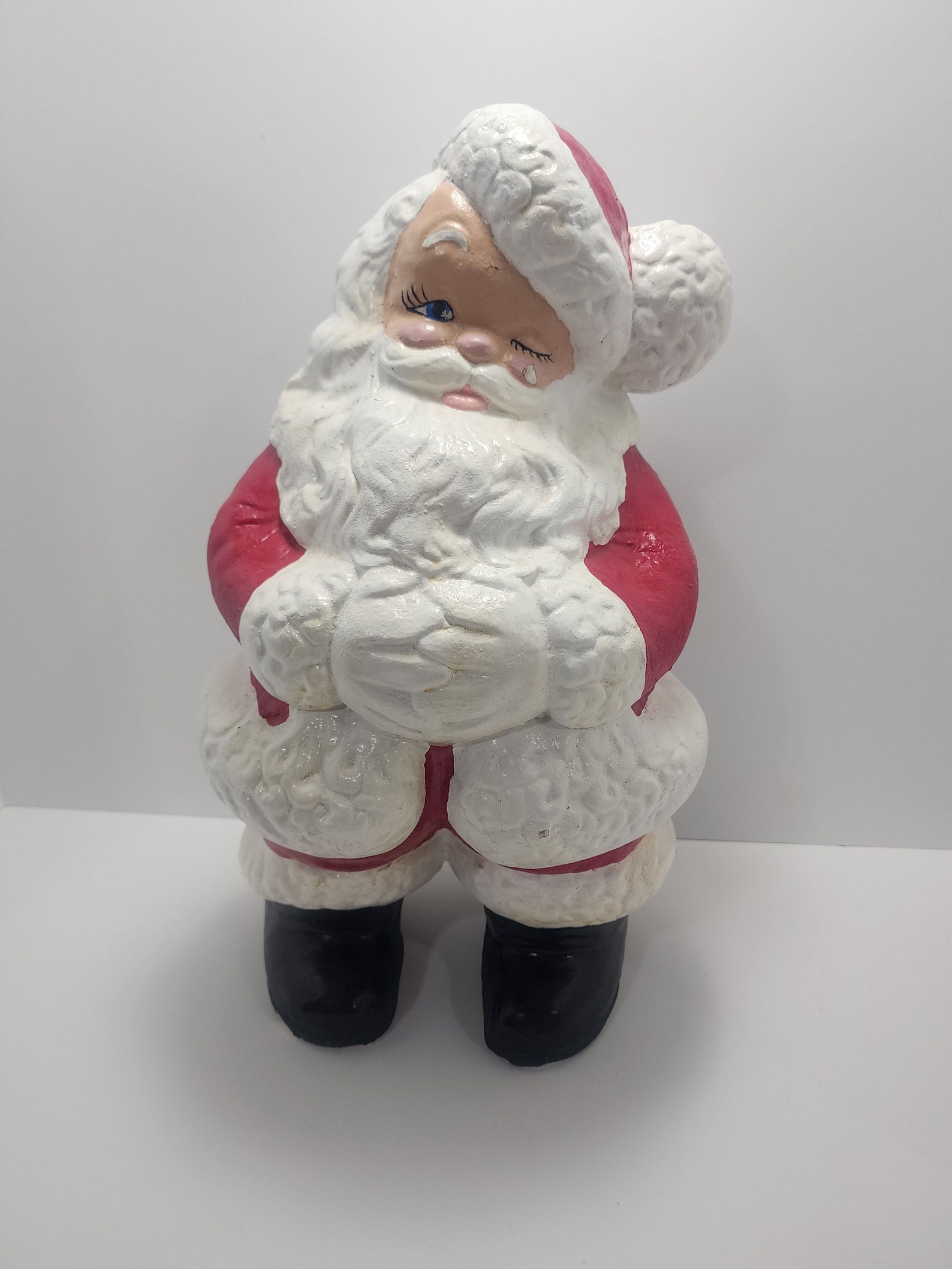 Vintage Ceramic Santa Decor Statue Bisque Handpainted Figure - Etsy