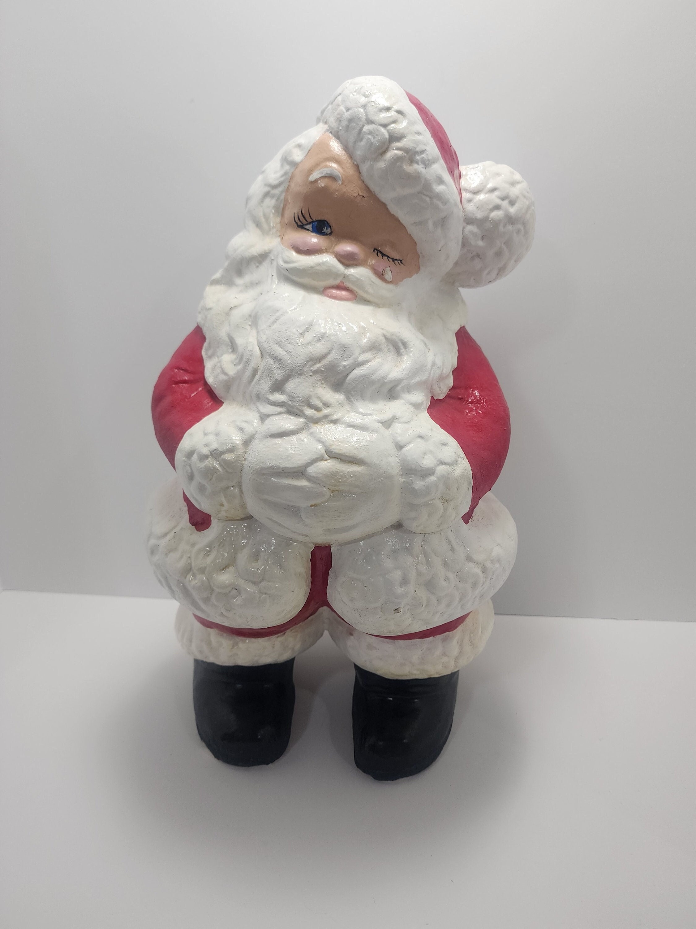 Vintage Ceramic Santa Decor Statue Bisque Handpainted Figure - Etsy