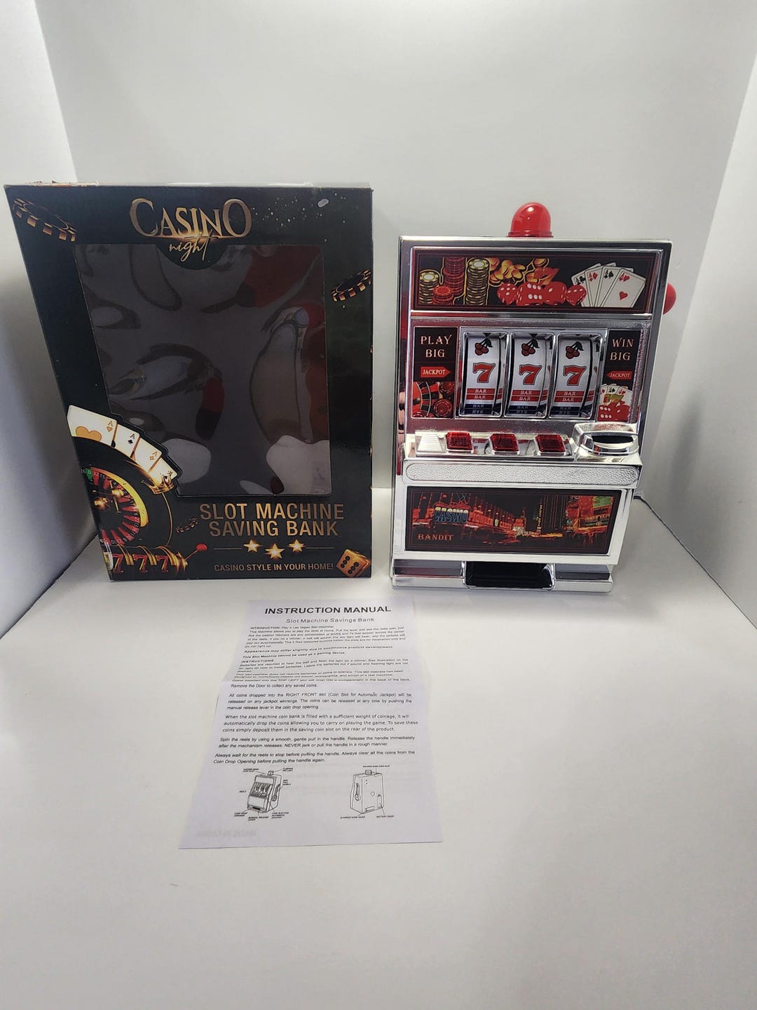 Casino Slot Machine Coin Bank With Box and Instructions - Casino - Slot ...
