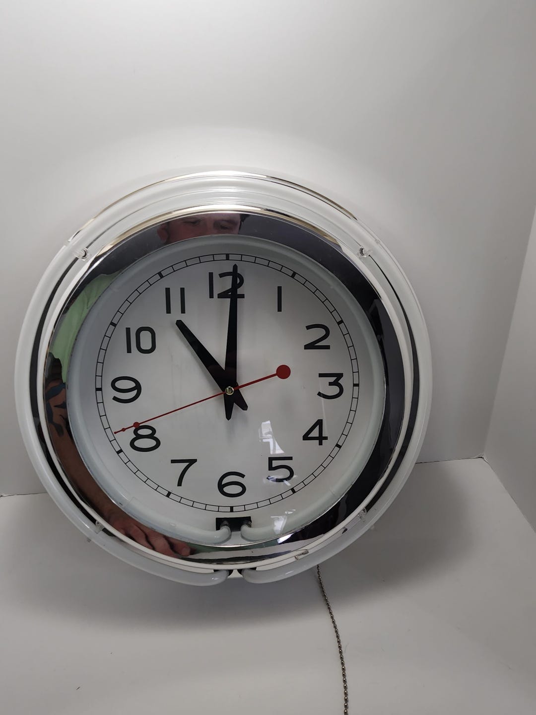 Lavish Home Neon Wall Clock- 14” Round, Double Light Ring, Dual Power ...