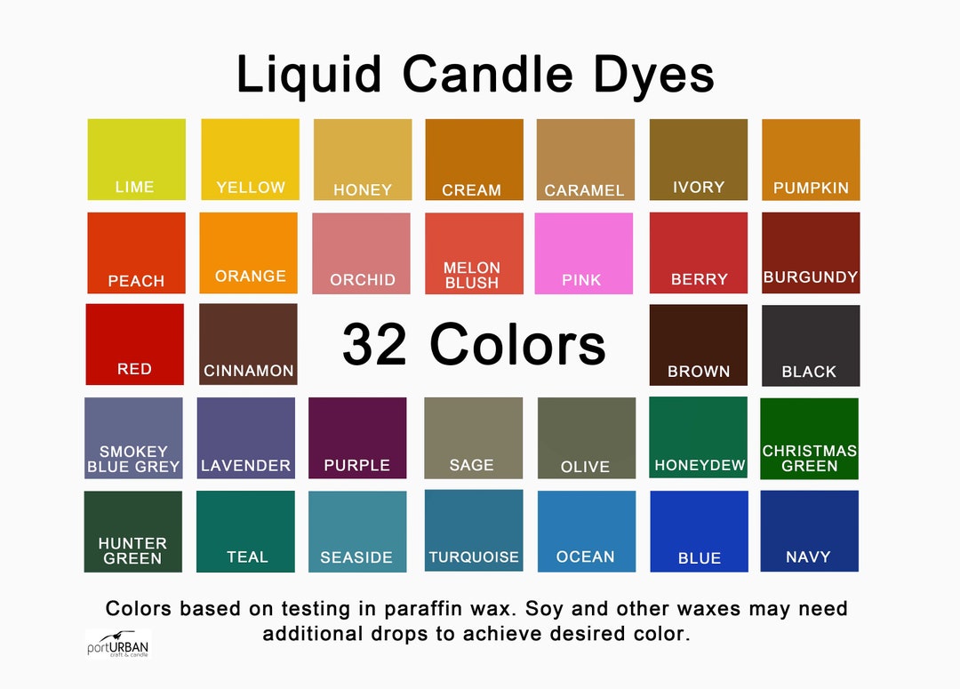Liquid Candle Dye, 32 Colors Available in 1 or 2 Oz With Included ...