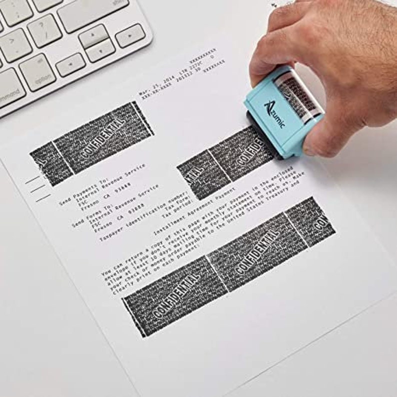 Identity Protection Roller Stamps, Including 6-pack Refills Designed for Secure Confidential ID ...