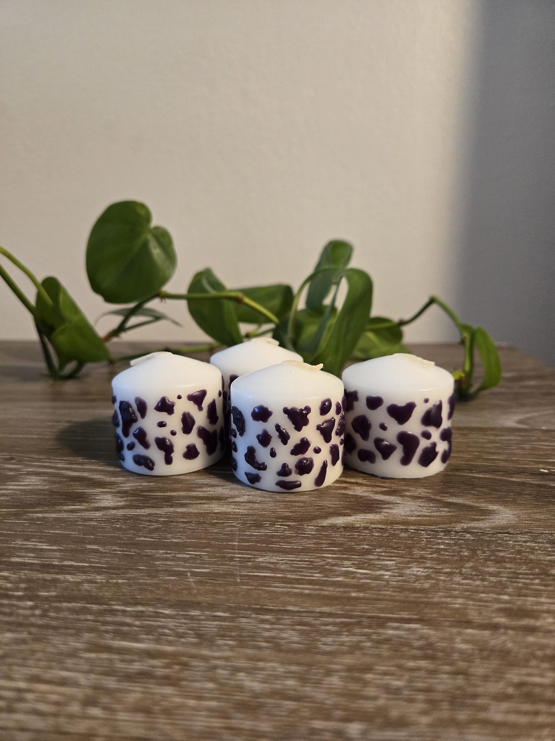 Cow Print Candles: Handmade Set of 4, Black or Pink - Etsy
