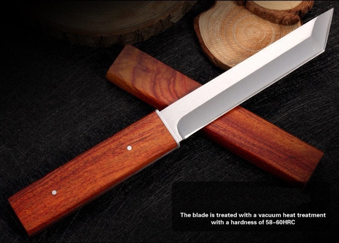 Handmade Tanto Knife Handle and Sheath Made of Wood Red Wood - Etsy