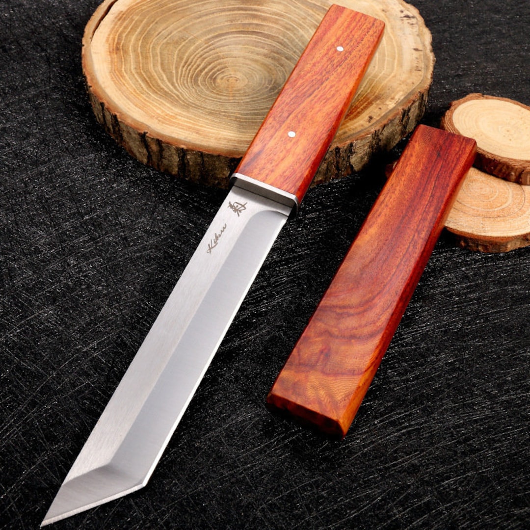 Handmade Tanto Knife Handle and Sheath Made of Wood Red Wood Sheath - Etsy