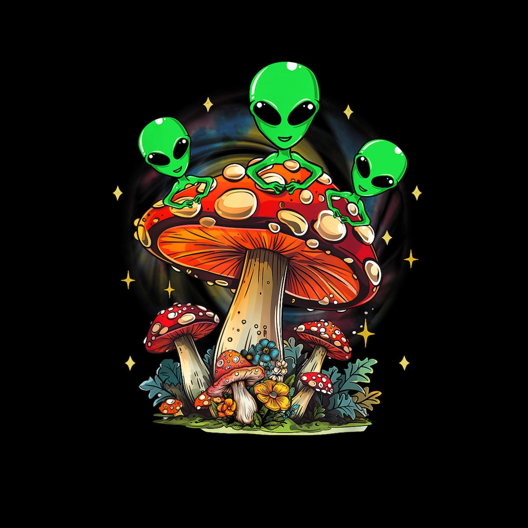 Funny Magic Mushroom Alien Trippy Shroom Lsdweed Acid Trip Digital Png ...