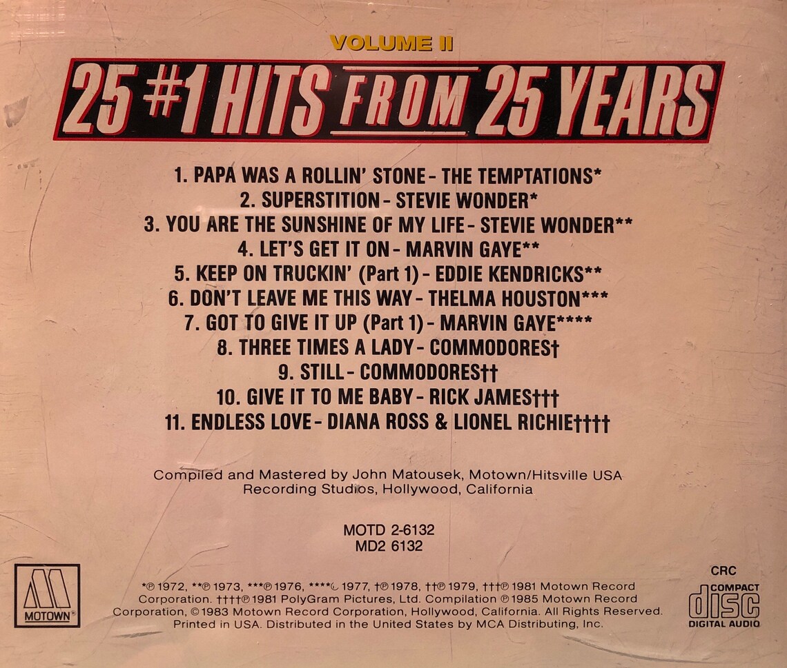 Motown - “25 #1 Hits From 25 Years (volume II) CD - Etsy