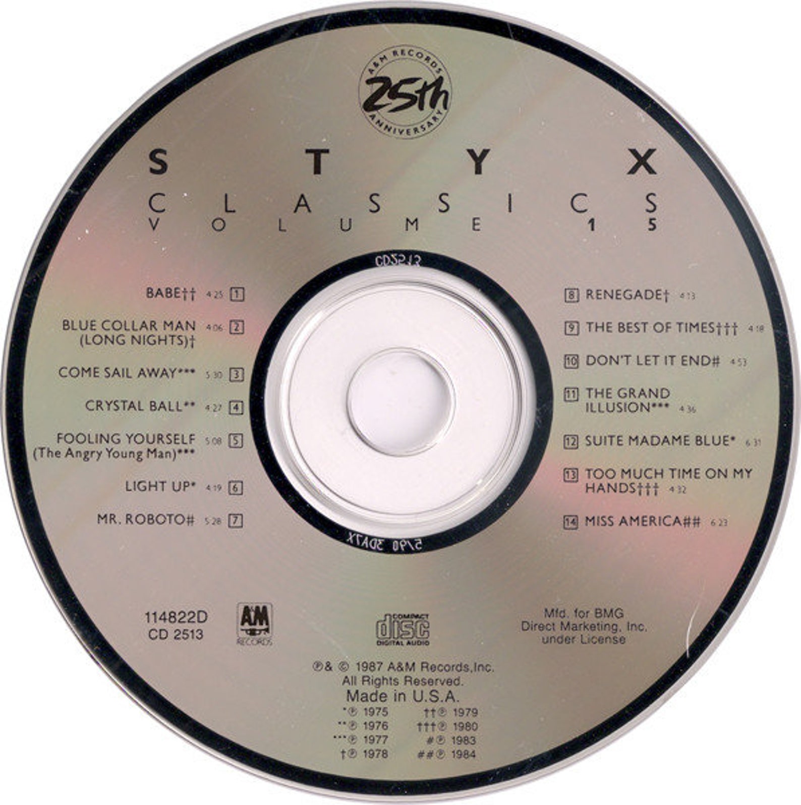 A&M Records - Classics Volume 15 "styx" - CD - Etsy