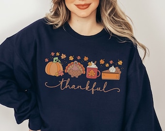 Thankful Sweatshirt, Womens Thanksgiving Sweatshirt, Thanksgiving ...