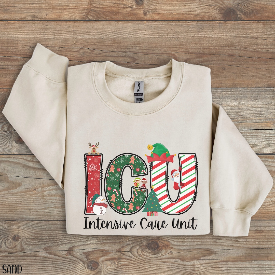 ICU Nurse Christmas Sweatshirt, Intensive Care Unit Nurse Sweater ...