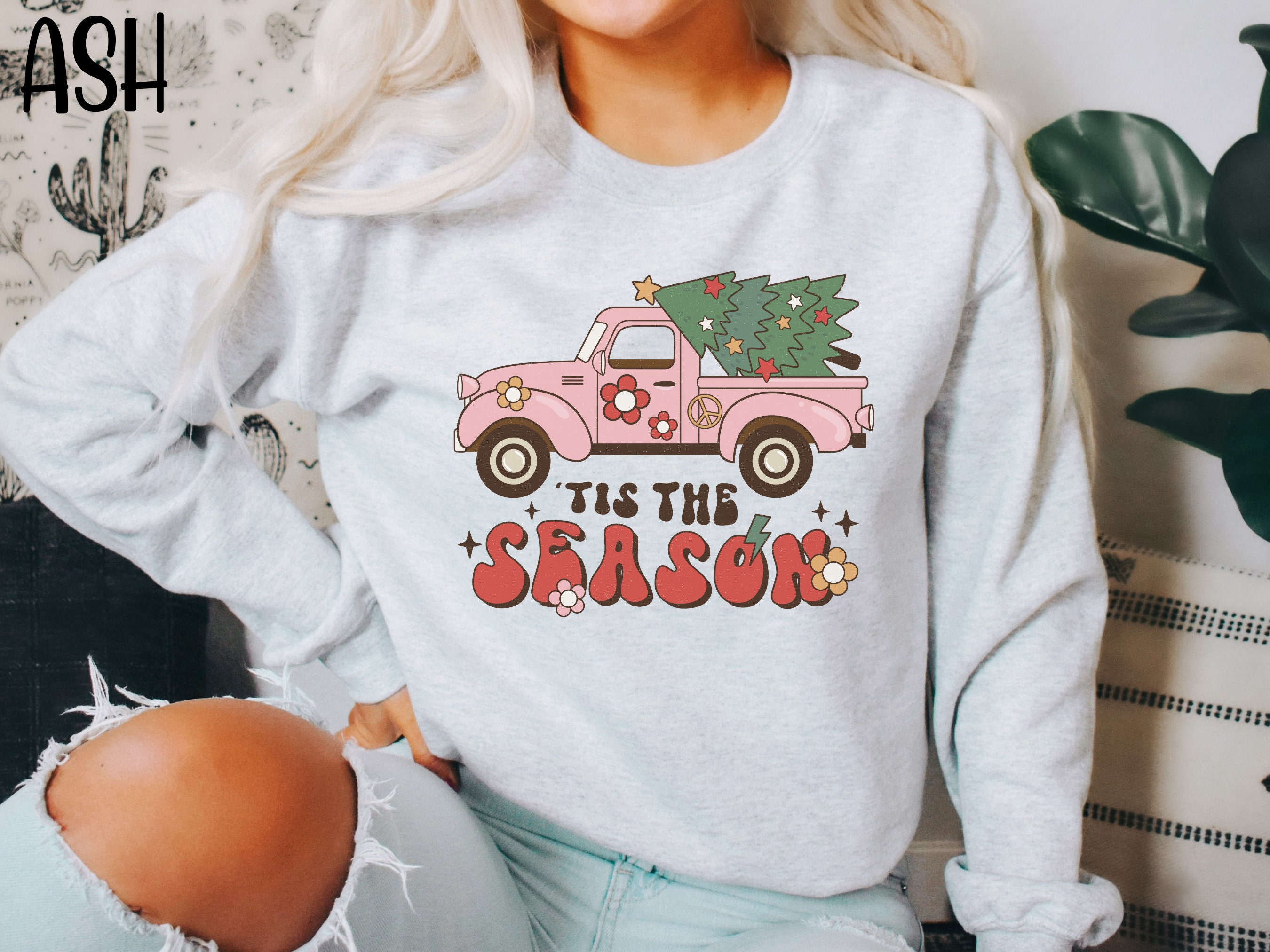 Tis the Season Retro Christmas Sweatshirt Womens Christmas - Etsy