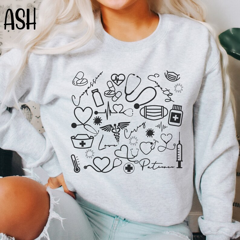 Nurse Sweatshirt Healthcare Worker Hospital Nurse Crewneck for Work ...