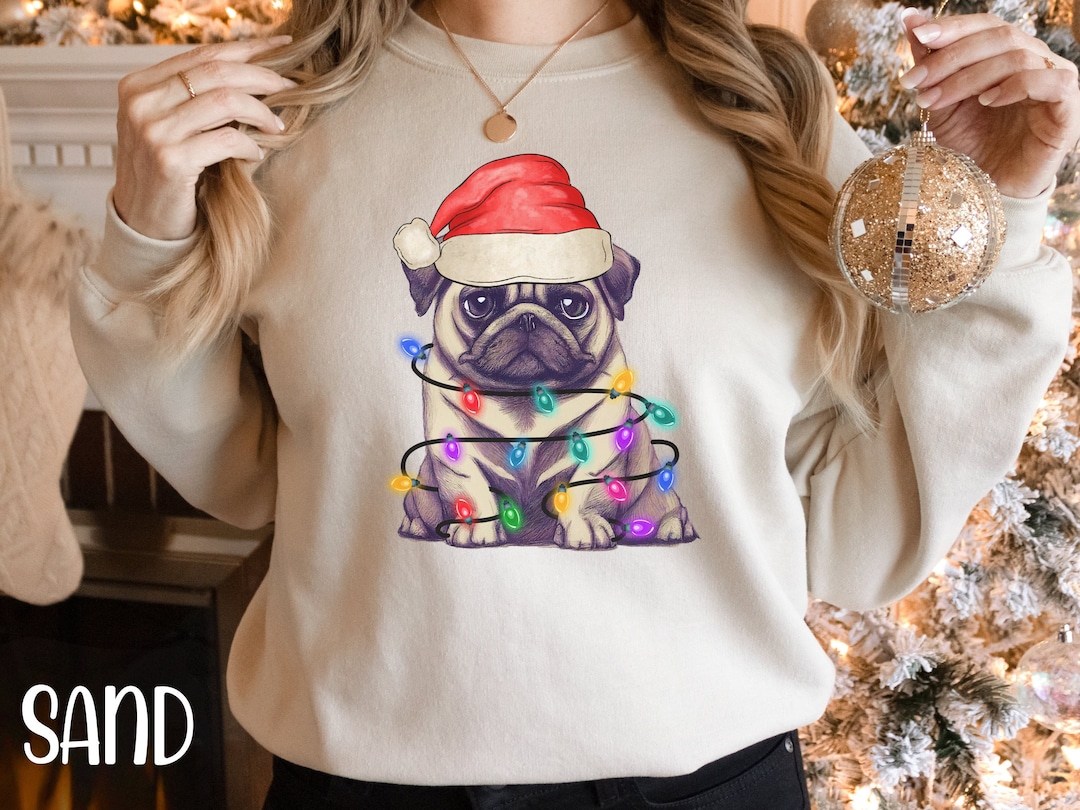 Pug Christmas Sweatshirt, Pug Mom Sweater, Pug Christmas Lights ...
