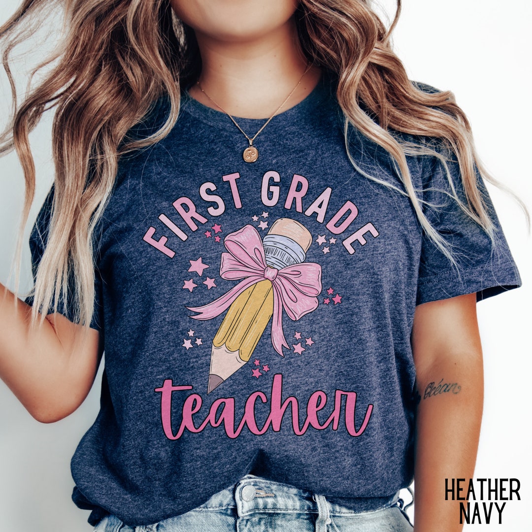 First Grade Teacher Shirt, Coquette 1st Grade Teacher Shirt, 1st Grade ...