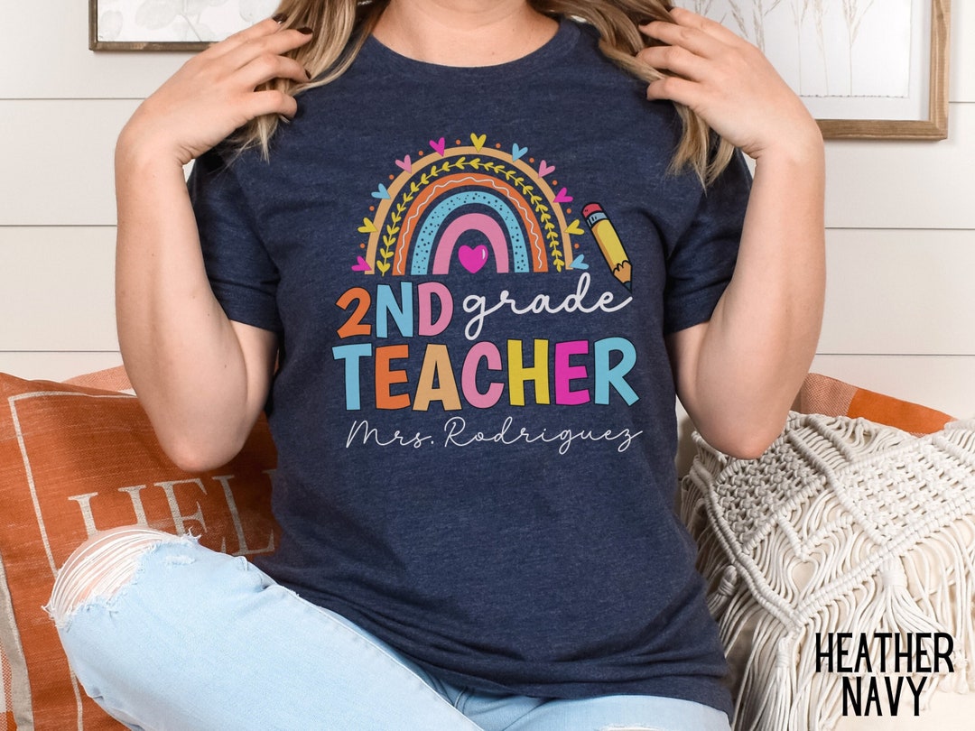 Personalized Teacher Second Grade Shirt, 2nd Grade Teacher Shirt ...